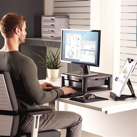 Premium Graphite Monitor Riser Plus From Posturite