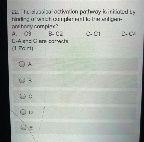 Solved 22 The Classical Activation Pathway Is Initiated By