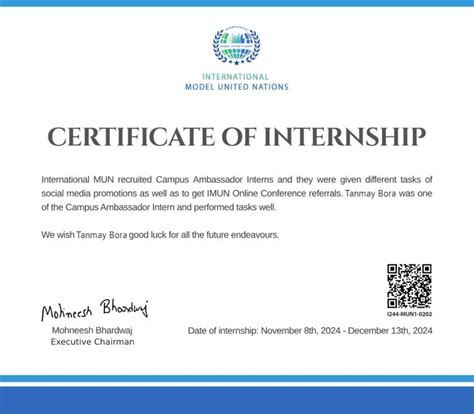 Tanmay Bora On Linkedin Internshipexperience Campusambassador Imun Leadership Networking