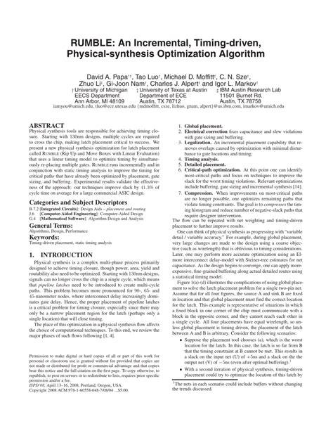 pdf rumble an incremental timing driven physical synthesis optimization algorithm