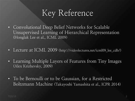 Convolutional Deep Belief Networks For Scalable Unsupervised Learning Of Hierarchical