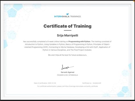 Srija Marripelli On Linkedin Successfully Completed Programming With Python Training At