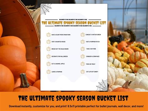 Halloween Bucket List Printable And Editable Template Etsy