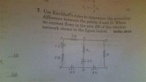 Use Kirchhoffs Rules To Determine The Potential Difference Between T Askiitians