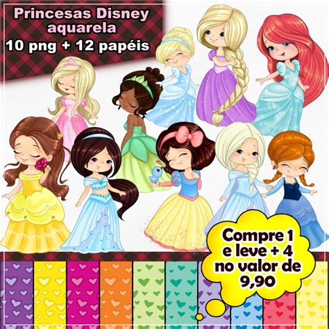 Kit Digital Princesas Disney Aquarela Elo7 Produtos Especiais