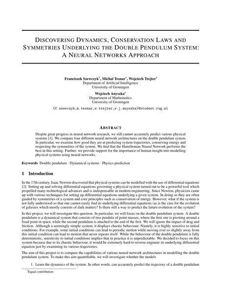 Pdf Discovering Dynamics Conservation Laws And Symmetries Underlying A Double Pendulum System