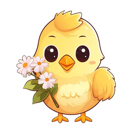 Linda Pegatina De Pollito Con Flor Ai Generativa Png Dibujos Pollo