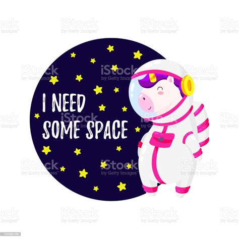 유니콘 우주 비행사와 귀여운 벡터 일러스트입니다 T셔츠 그림 엽서 배너의 디자인 서식 파일 T 셔츠에 대한 스톡 벡터 아트 및 기타 이미지 Istock