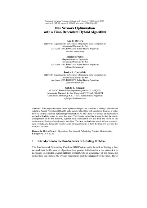 pdf bus network optimization with a time dependent hybrid algorithm