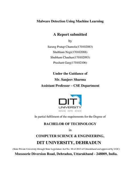 Report On Malware Detection Malware Detection Using Machine Learning
