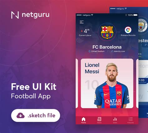 Football App Design Free UI Kit In Sketch FreebiesUI