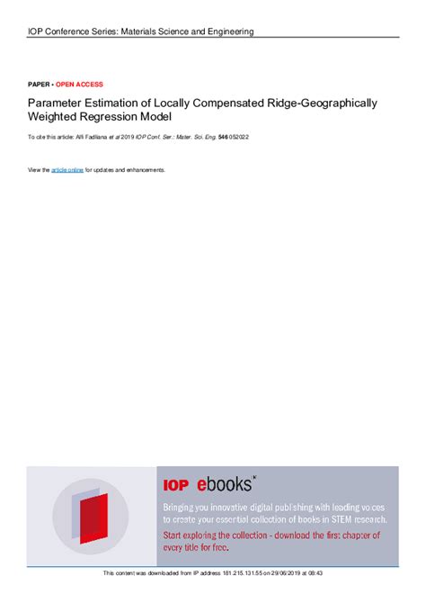 Pdf Parameter Estimation Of Locally Compensated Ridge Geographically Weighted Regression Model