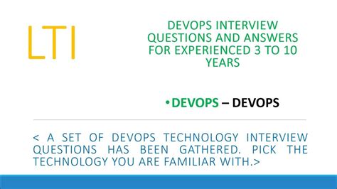 Lti Devops Interview Questions And Answers 3 To 10 Years Experienced