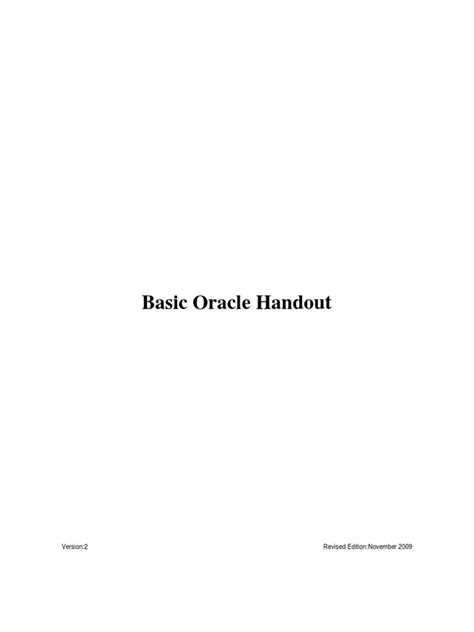 Basic Oracle Handout Pdf Sql Databases