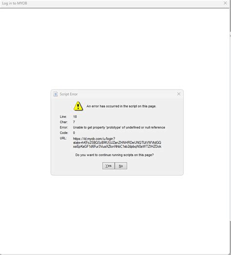 Cannot Log In To Myob Software An Error Has Occured In The Script On This Page Myob Community