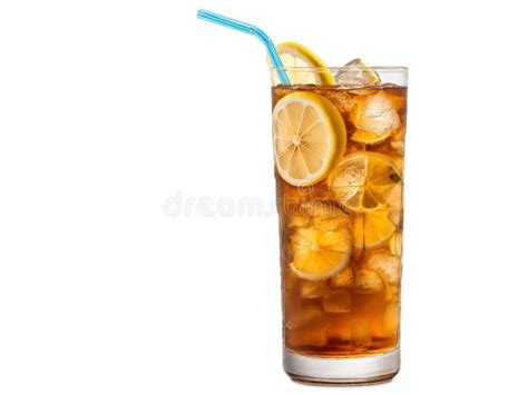Iced Tea Tall Refreshing Glass Of Iced Tea With Slice Of Lemon Classic American Beverage Stock