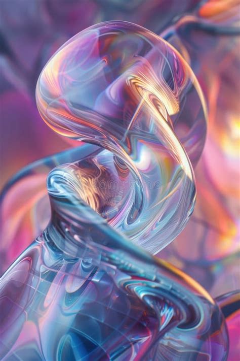 Abstract Background In A Serene Space A Translucent Iridescent Swirling Shape Takes Center