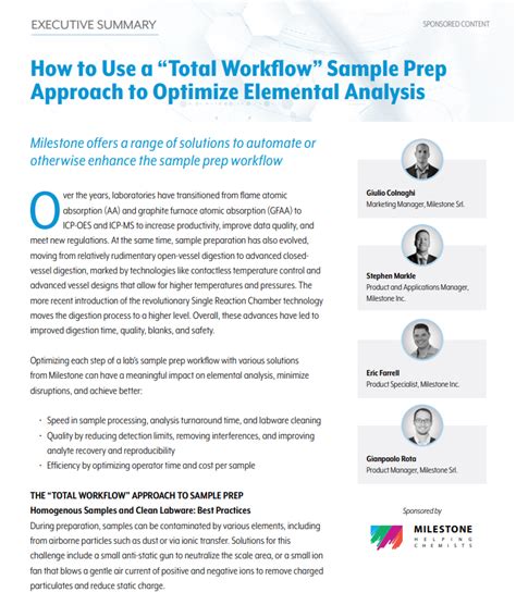 Total Workflow Approach To Sample Prep Milestone Inc