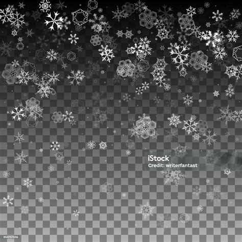 반투명 배경 투명 하 게 떨어지는 눈송이의 추상 패턴입니다 배너 인사말 크리스마스와 새 해 카드 초대장 엽서에 대 한 패턴 종이 포장 벡터 일러스트 레이 션 12월에 대한