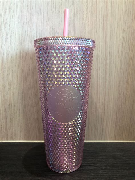 Starbucks Bling Crystal Pink Cold Cup 24 Oz สตาร์บัคส์ แก้วหนามชมพู คริสตัล ของแท้ 100