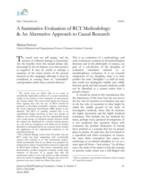 Pdf A Summative Evaluation Of Rct Methodology And An Alternative