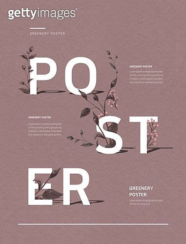 그래픽이미지 편집디자인 포스터 책표지 그리너리 봄 꽃 새싹 타이포그래피 문자 전시 문화와예술 Jv11344796 게티이미지뱅크 2024