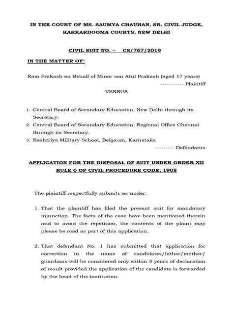 Application Order 12 Rule 6 Pdf Lawsuit Justice