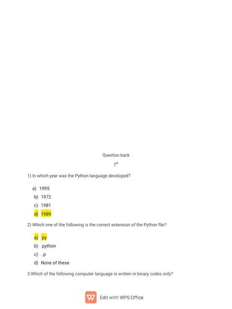 7 Question Bank Pdf Integer Computer Science Python Programming Language