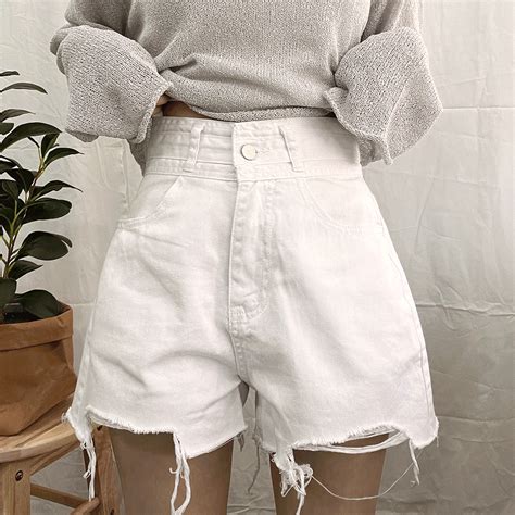 반짝세일판매1위4계절인기 아크 하이웨스트 내추럴 데미지 코튼 숏 팬츠 반바지 에이블리