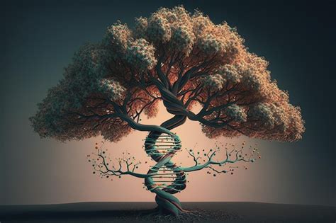Premium Photo Tree With A Trunk In The Shape Of A Dna Helix Generated By Ai