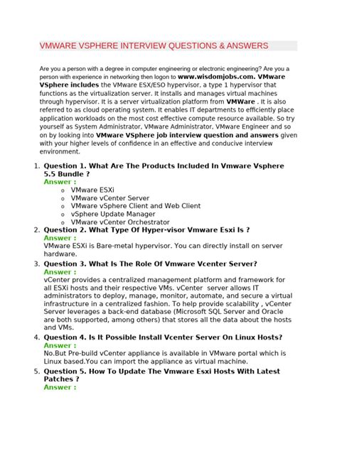 Vmware Vsphere Interview Questions Pdf
