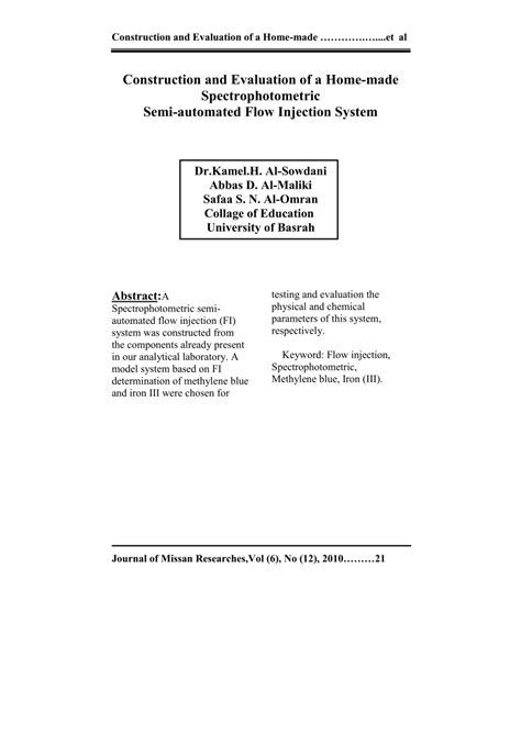 Pdf Construction And Evaluation Of A Home Made Spectrophotometric Semi Automated Flow