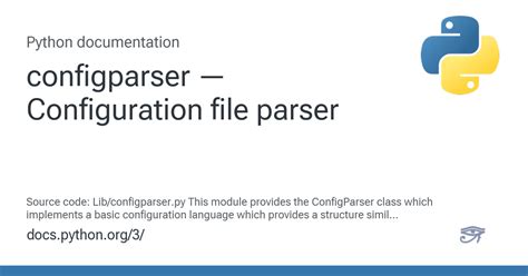 Configparser — Configuration File Parser — Python 3135 Documentation