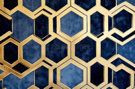 A Sophisticated Geometric Pattern With Interlocking Hexagons In Gold