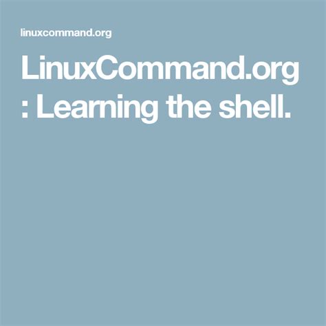 learning the shell
