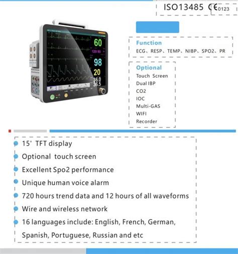 Usb Wifi Modular Patient Monitor Multi Parameter With 7 Ecg Waveforms From China Factory