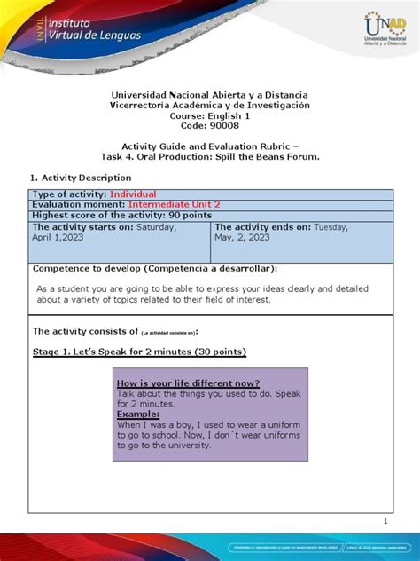 Activity Guide And Evaluation Rubric Unit 2 Task 4 Spill The Beans Forum Pdf