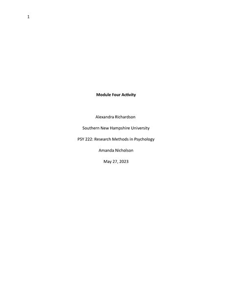 PSY Module Four Activity Module Four Activity Alexandra Richardson Southern New Hampshire