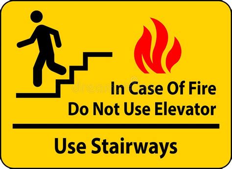In Case Of Fire Sign Do Not Use Elevators Use Stairways Stock Vector