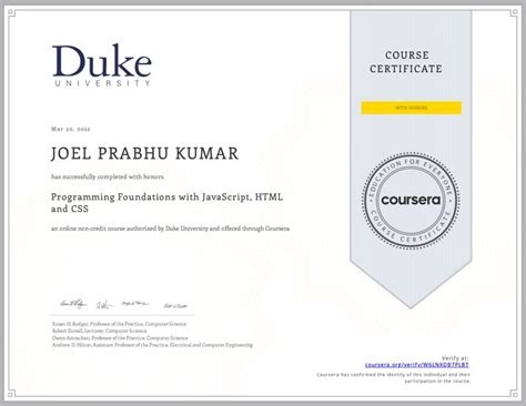 job joel prabhu kumar on linkedin dukeuniversity htmldeveloper coursera html css javascript