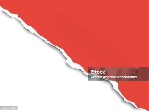 흰색 배경이있는 빨간 종이 시트의 왼쪽 아래 부분이 찢어졌습니다 벡터 용지 모형 0명에 대한 스톡 벡터 아트 및 기타 이미지 0명 가장자리 공란 Istock