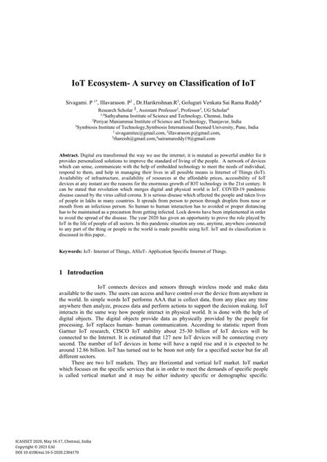 Pdf Iot Ecosystem A Survey On Classification Of Iot