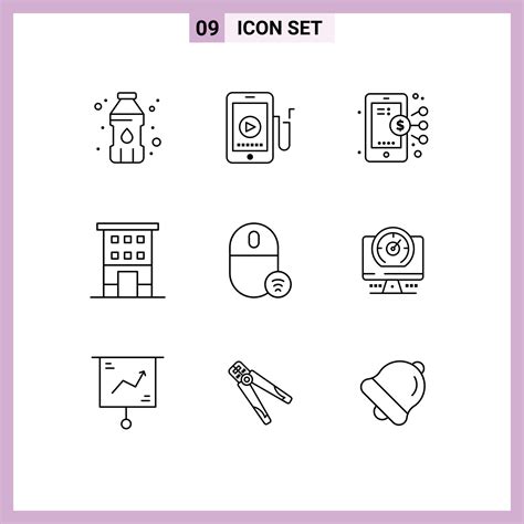 Group Of 9 Modern Outlines Set For Devices Shops Business Shop Front Buildings Editable Vector