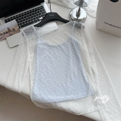 빈티지 하트 나시 레이어드 시스루 티셔츠 코디set 에이블리