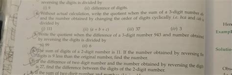 Reversing The Digits Is Divided Byi 9ii Difference Of Digits4 Wi