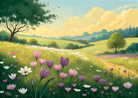 블루밍 스프링 미들 로우 흐름 마음 지독한 꽃들 봄 배경 일러스트 및 사진 무료 다운로드 Pngtree