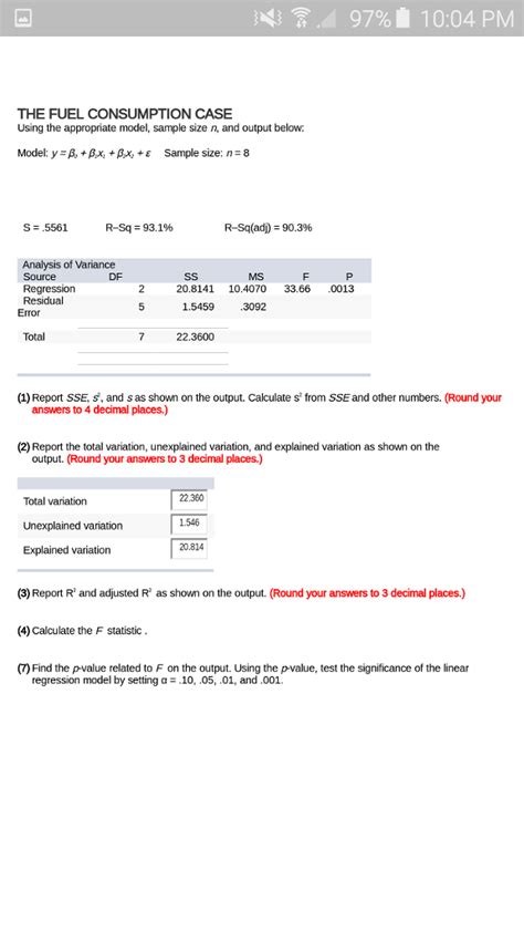 Solved Using The Appropriate Model Sample Size N And
