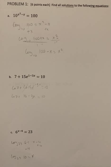 solved problem 1 [6 points each] find all solutions to the
