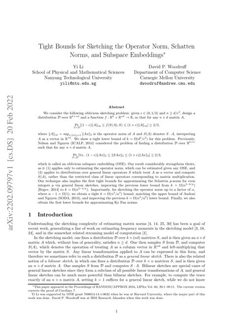 Pdf Tight Bounds For Sketching The Operator Norm Schatten Norms And