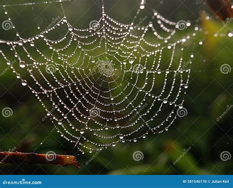 Morning Dew On Delicate Spider Web Stock Illustration Illustration Of Fragile Generativ